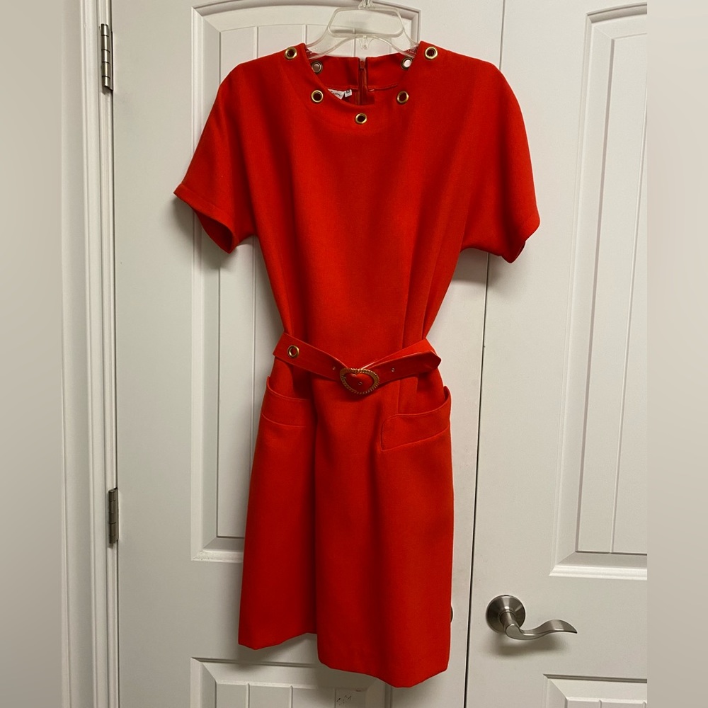 Vintage Gerard Pasquier Paris Bold Red/Orange Dress 40 - Gem